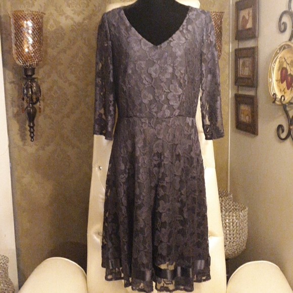 Alex Marie | Dresses | Alex Marie Dark Gray Lace Dress | Poshmark